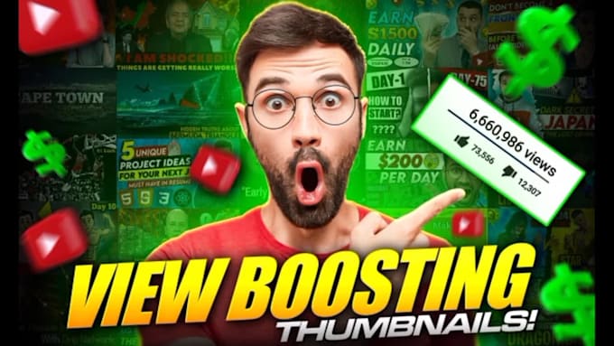 Design professional view boosting youtube thumbnail by Protuberz | Fiverr