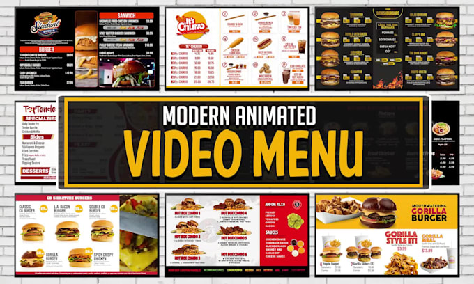 Design animated video menu for tv screen or digital board for food ...