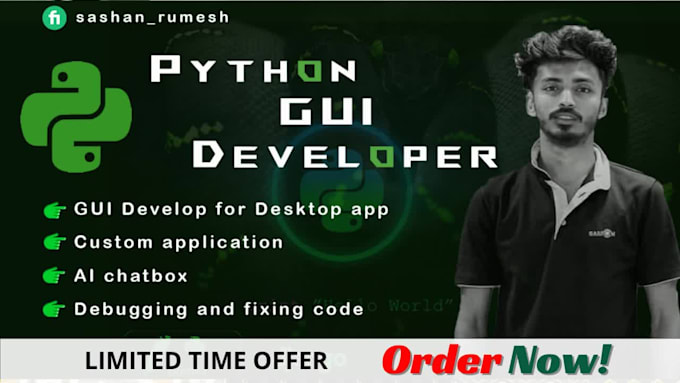 Develop python gui for desktop or mobile apps with pyqt5, tkinter or kivy by Sashan__rumesh | Fiverr