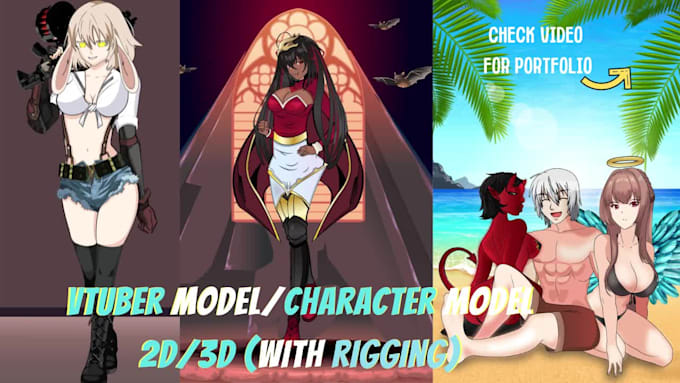 Design and rig 2d or 3d vtuber vrchat model avatar and character modelling by Areebaazam158 | Fiverr