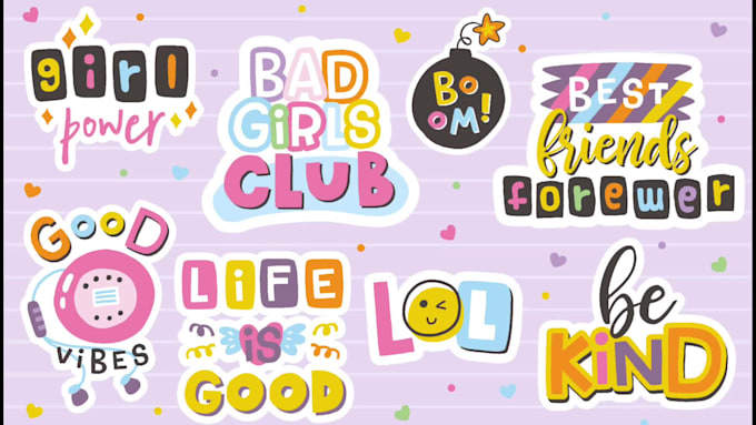 Create cute typography, lettering sticker designs for your business by ...