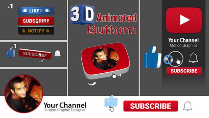 Create 3d youtube subscribe button animation by Faisal70 | Fiverr