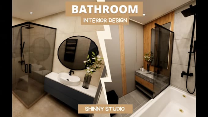 Design an incredible bathroom interior design rendering by Shinny_studio | Fiverr