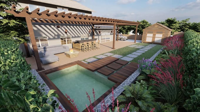 Design your garden, backyard, patio, terrace and 3d realistic ...
