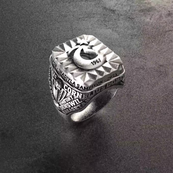 Create signet ring fan jewelry 3d cad models by Fatihaycicek | Fiverr