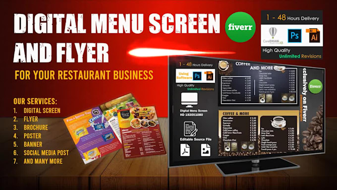 Design restaurant flyer, poster, takeaway and tv screen menu by ...