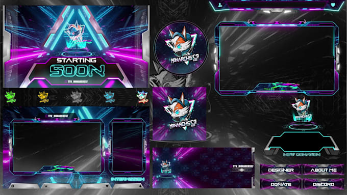 Create animated kick, twitch overlay package, screens, alerts, panels ...