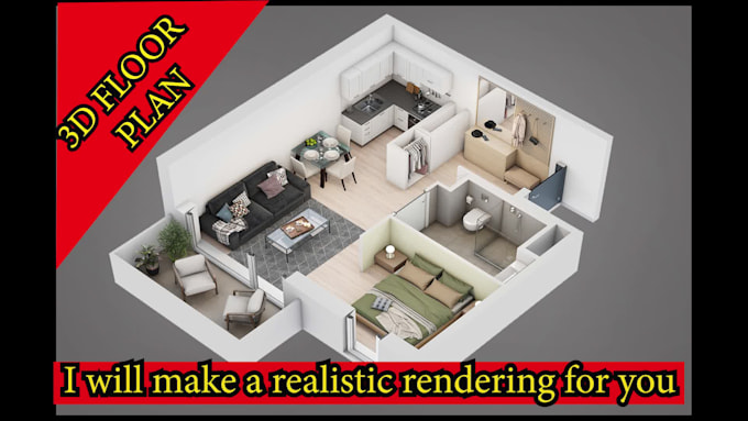 Make 3d floorplan with furniture of your house by Archi12 | Fiverr