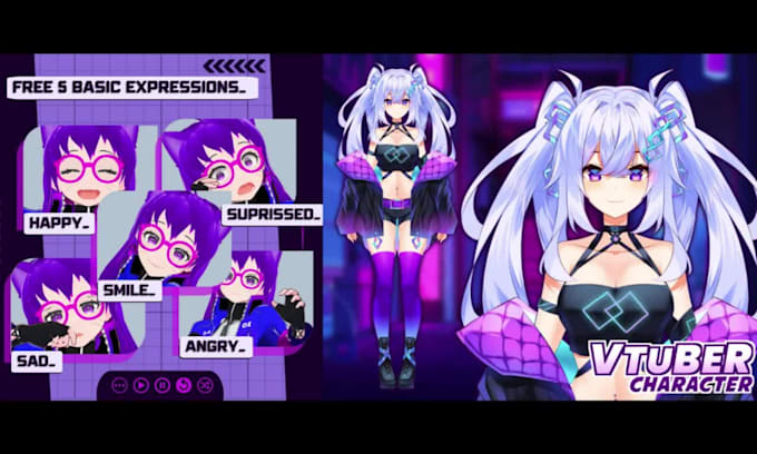 Design, rig custom anime live2d vtuber 3d model rigging 3d vroid vtuber ...