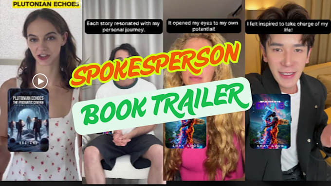 Make spokesperson cinematic book trailer, book promotional video for ...