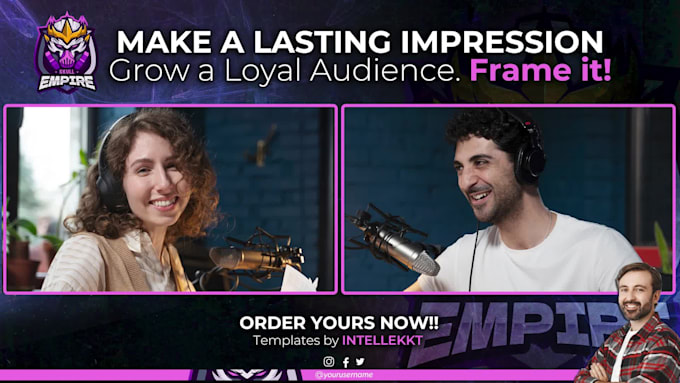 Design frame overlay for streamyard, streamlabs, obs, zoom, youtube ...