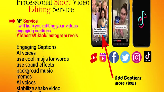 Edit tiktoks, reels and shorts video with captions by Shorts_edi | Fiverr