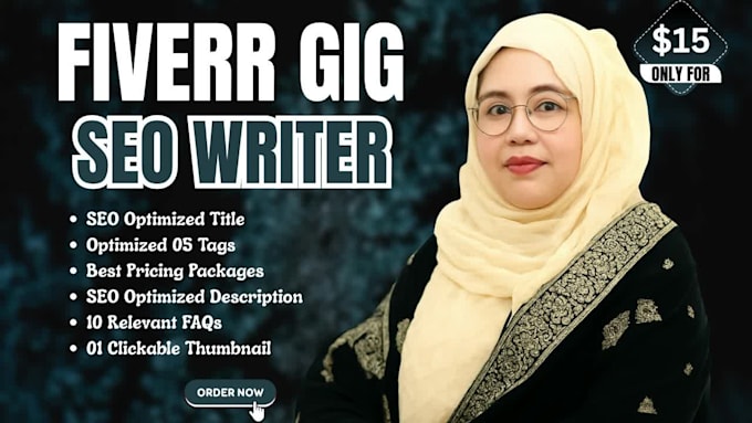 Write fiverr gig seo title, tags, pricing, and description by Dua_456 ...