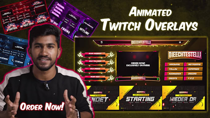 Design awesome animated twitch overlay, screens, alerts and complete ...
