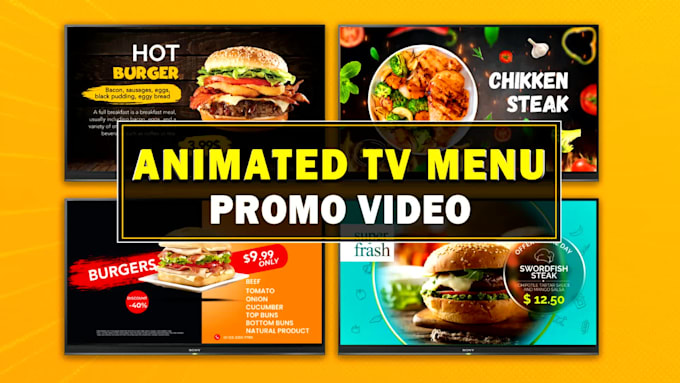 Design animated digital menu, food promo video, tv screen menu by ...
