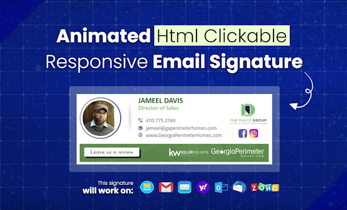 Create custom animated html clickable email signatures by Rsthemes | Fiverr