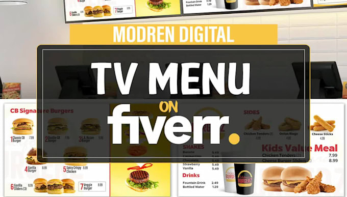 Design static tv screen food menu or digital menu tv menu board for ...