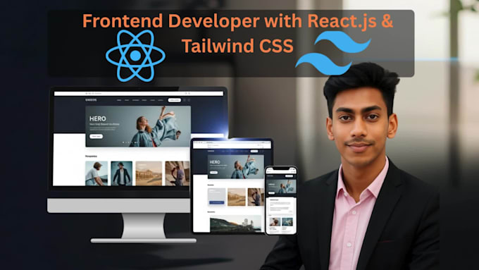 Frontend developer with react js tailwind css responsive web ui design ...