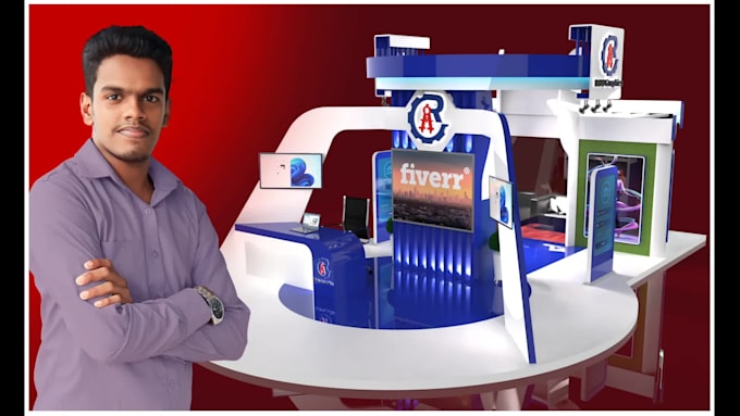 Do creative exhibition and trade booth, stand with a 3d logo by Td ...