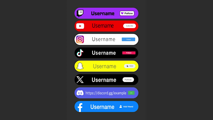 Create a transparent animated social media overlay for twitch, youtube ...