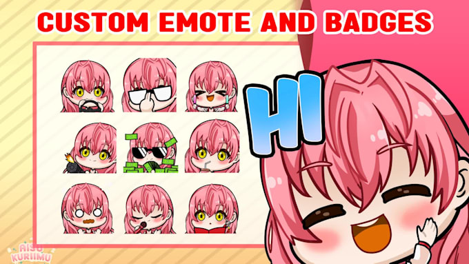 Create cutes twitch emotes, sub badges, animated emotes for vtuber ...