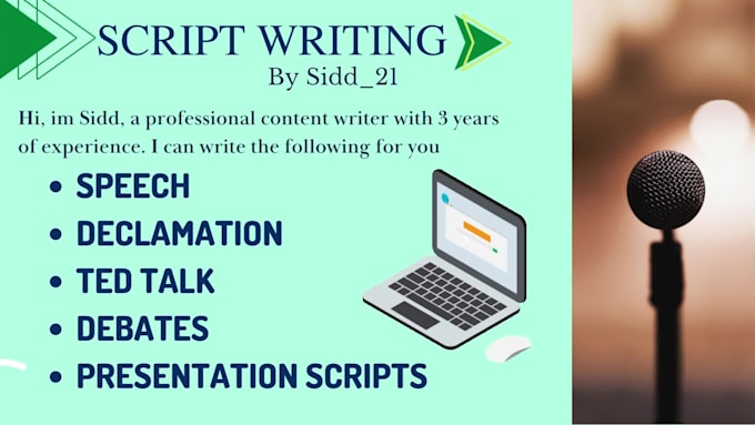 Write ted talk, presentation script or speech for you by Sidd_21 | Fiverr