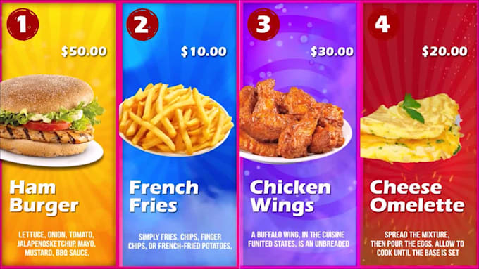 Design a static screen menu or digital menu in 24 hours by Media ...