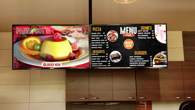 Design restaurant digital menu, static tv screen, tv animated menu ...