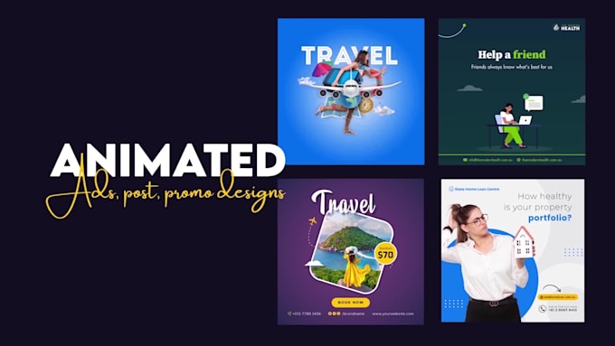 Create animated social posts, gifs, and ads banner by Motiongi | Fiverr