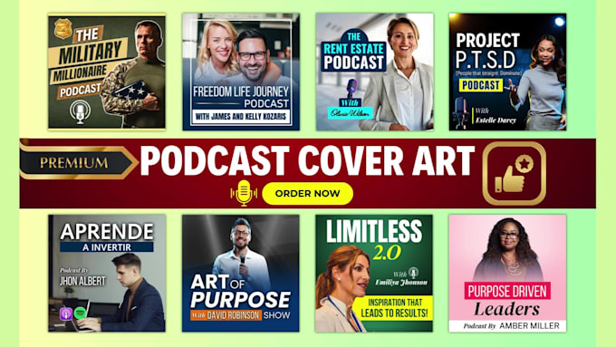 Design unique podcast cover art canva templates by Fathimahafsa123 | Fiverr