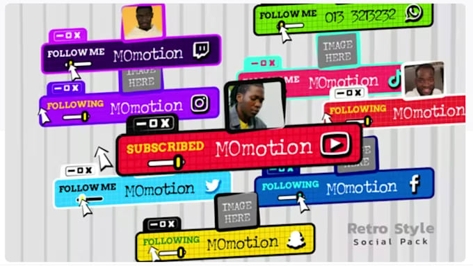 Create follow me call to action social media lower third popup ...