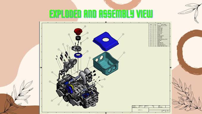 Create exploded, assembly view from 3d modeling, handsketch by ...