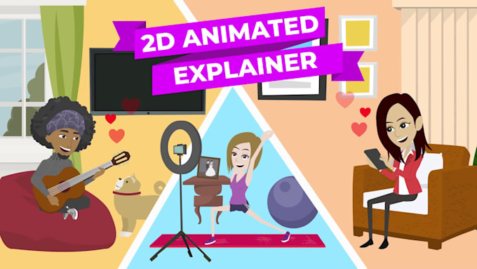 Make impressive animated explainer, saas explainer video, 2d app ...