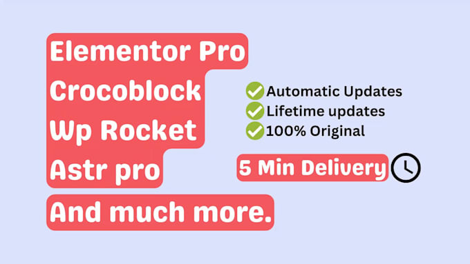 Install elementor pro, wp rocket and astra pro licensed and updateable ...