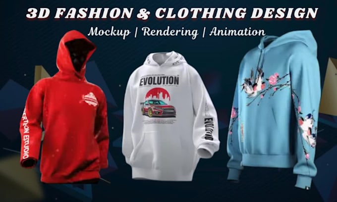 Do 3d cloth garment hoodie clothing fashion mockup rendering animation ...
