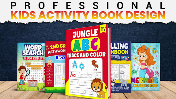 Create kids coloring book cover kids activity book interior cover ...