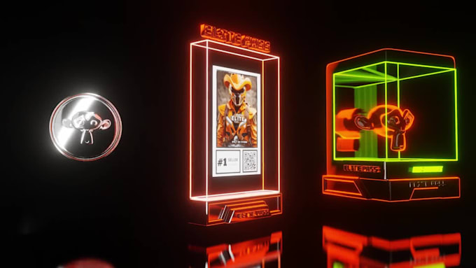 Do unique 3d animated nft cards coins , box, membership pass by Elite ...