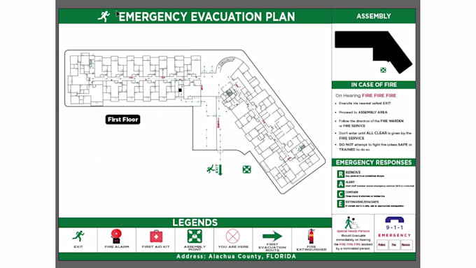 Design a fire emergency evacuation plan, diagram, map by Saniaaltaf234 ...
