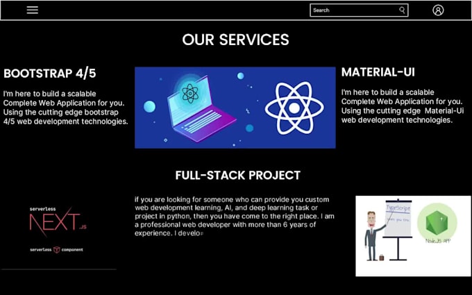 Build a landing page and website design html css with react js and next js by Sonjoybarman | Fiverr