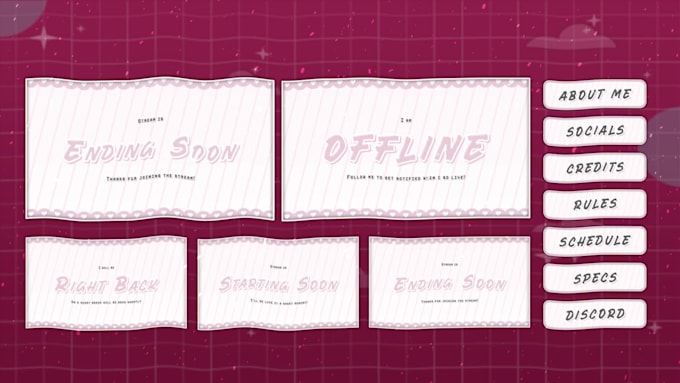 Create v tuber twitch youtube stream overlays starting soon brb screen ...