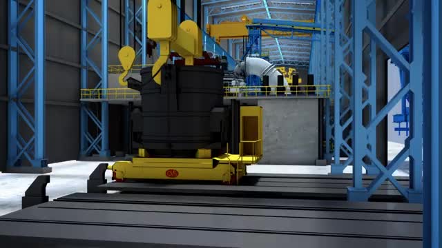 Create 3d industrial animation of steelmaking or metal production ...