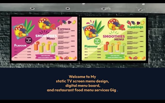 Design static tv screen menu, digital menu board, and restaurant menu ...