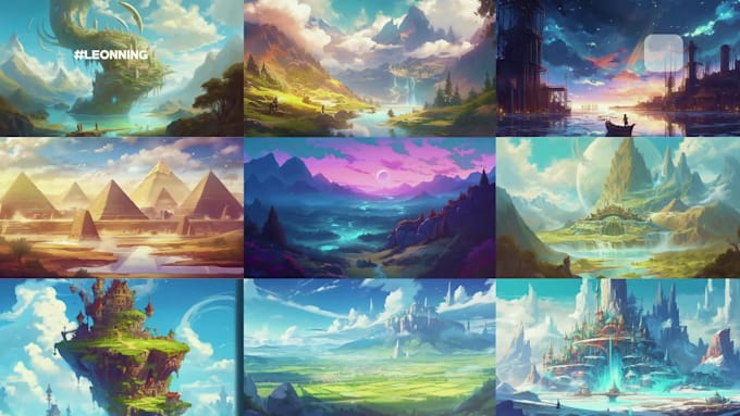 Create stunning fantasy landscape, background illustration by Leonning ...