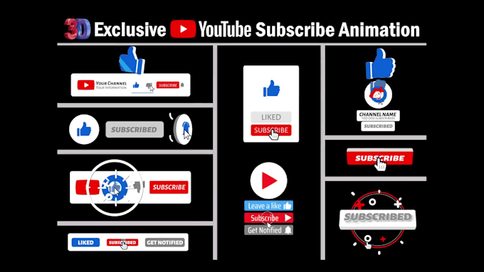 Make exclusive 3d youtube subscribe animation by Faisal70 | Fiverr