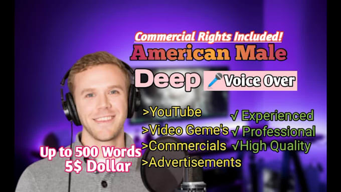 Record a professional american male voice over in english by Troy_bekar ...