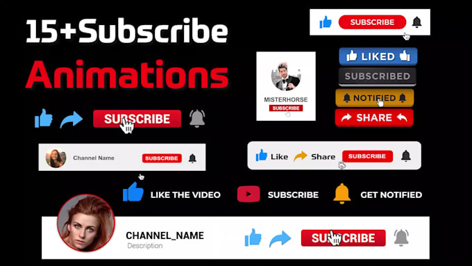 Create 3d youtube subscribe like and bell animation for your channel by ...