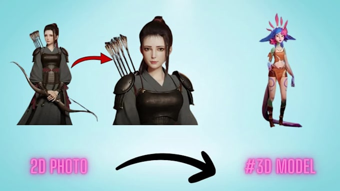 Do 2d picture into 3d model and rig, animating by Geeth_tech | Fiverr