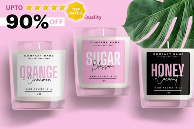 Do minimal candle label design, diy candle care sticker, candle jar ...