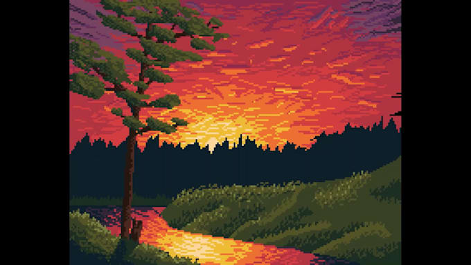 Draw pixel art landscapes and backgrounds by Pengolinn | Fiverr