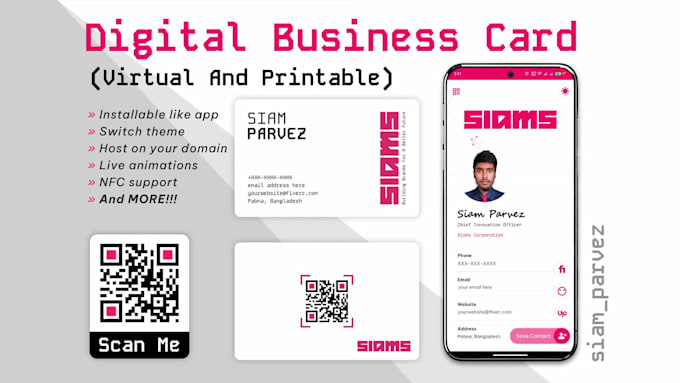 Design website like clickable digital business card with qr code, vcard by Siam_parvez | Fiverr